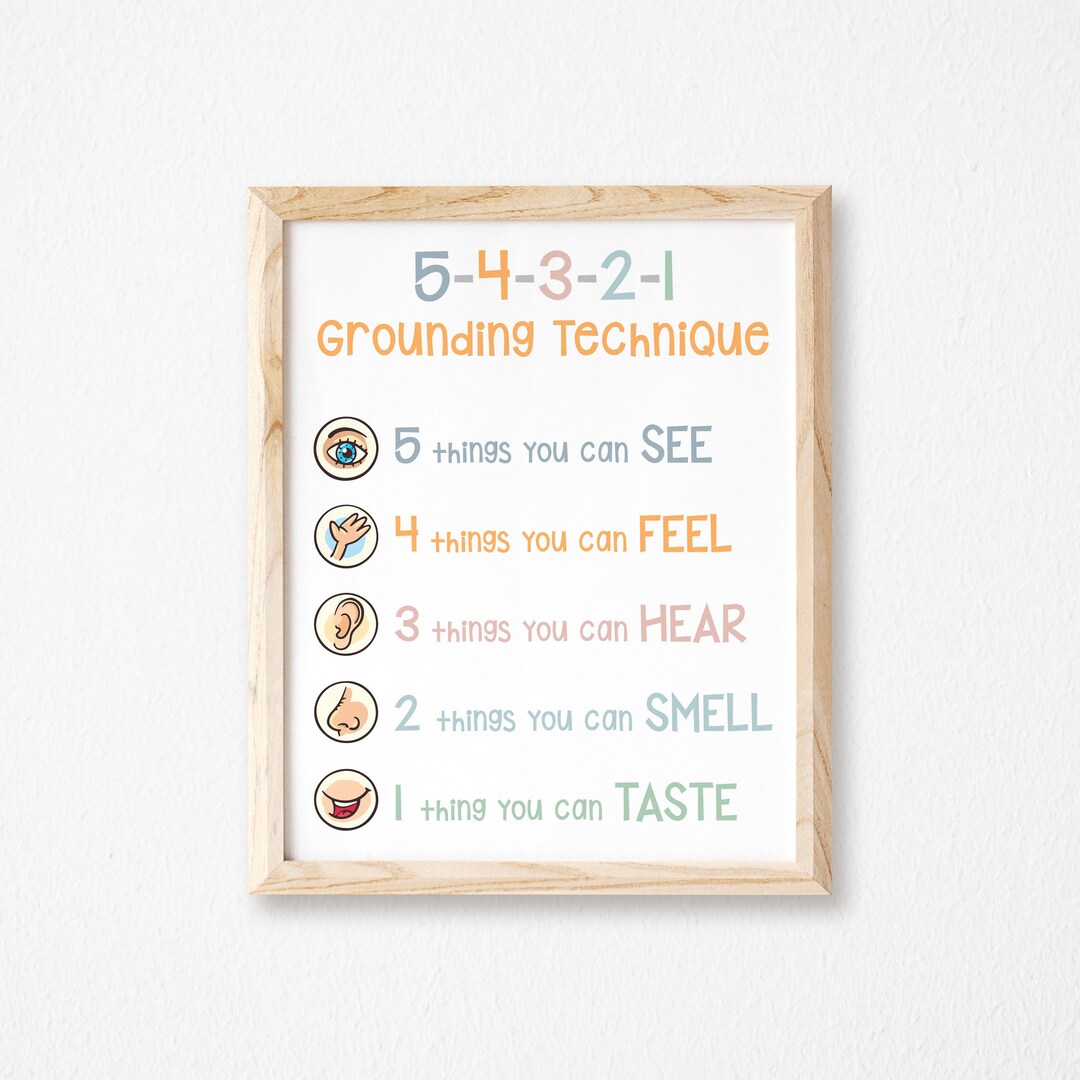 5-4-3-2-1 Grounding Technique Poster-kids Mental Health Printable-kids ...