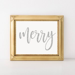 Merry Printable-merry-merry Sign-silver Sparkle Merry Christmas Print ...
