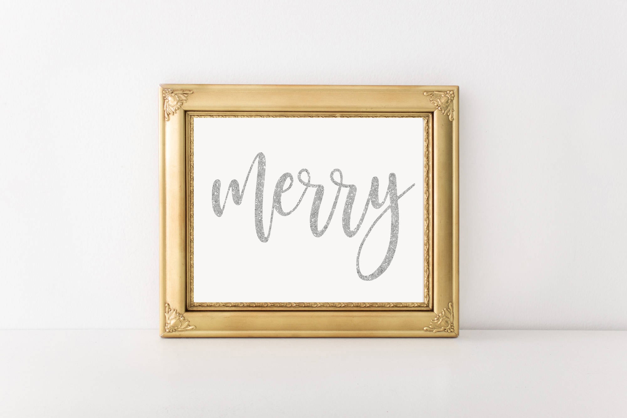Merry Printable-merry-merry Sign-silver Sparkle Merry Christmas Print ...