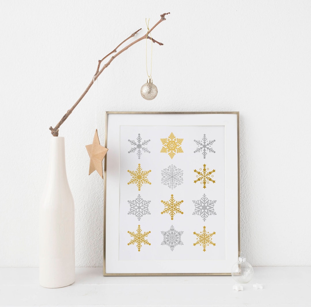 Snowflake Printable-silver and Gold Snowflakes Print-silver and Gold ...