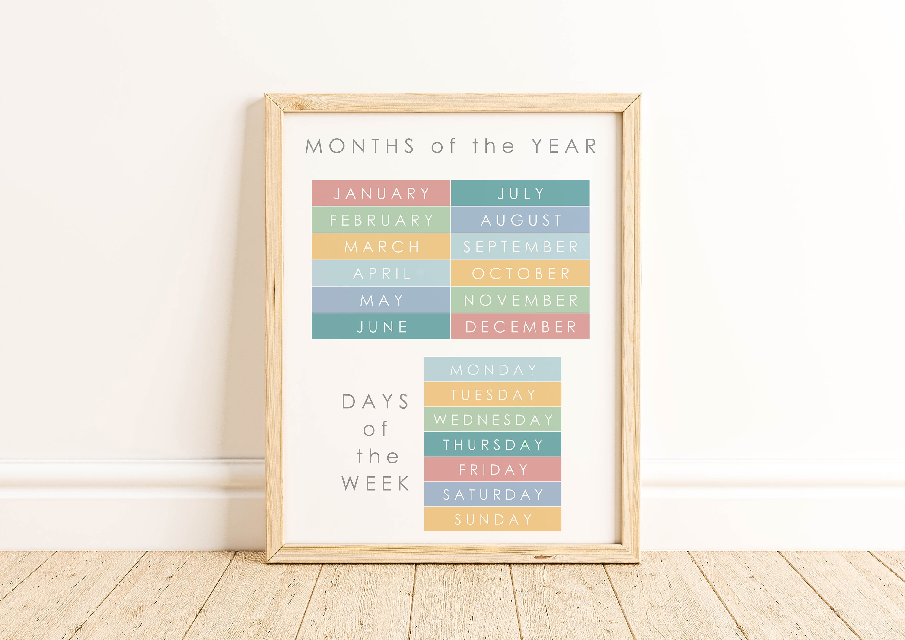 Months of the Year Print-days of the Week Print-educational - Etsy