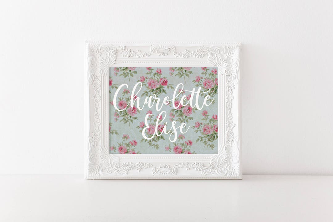 Girl's Name Printable-custom Girl's Name Sign-vintage Floral Name Print ...