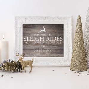 Sleigh Rides Printable-reindeer Sleigh Rides Sign-old Fashioned Sleigh ...