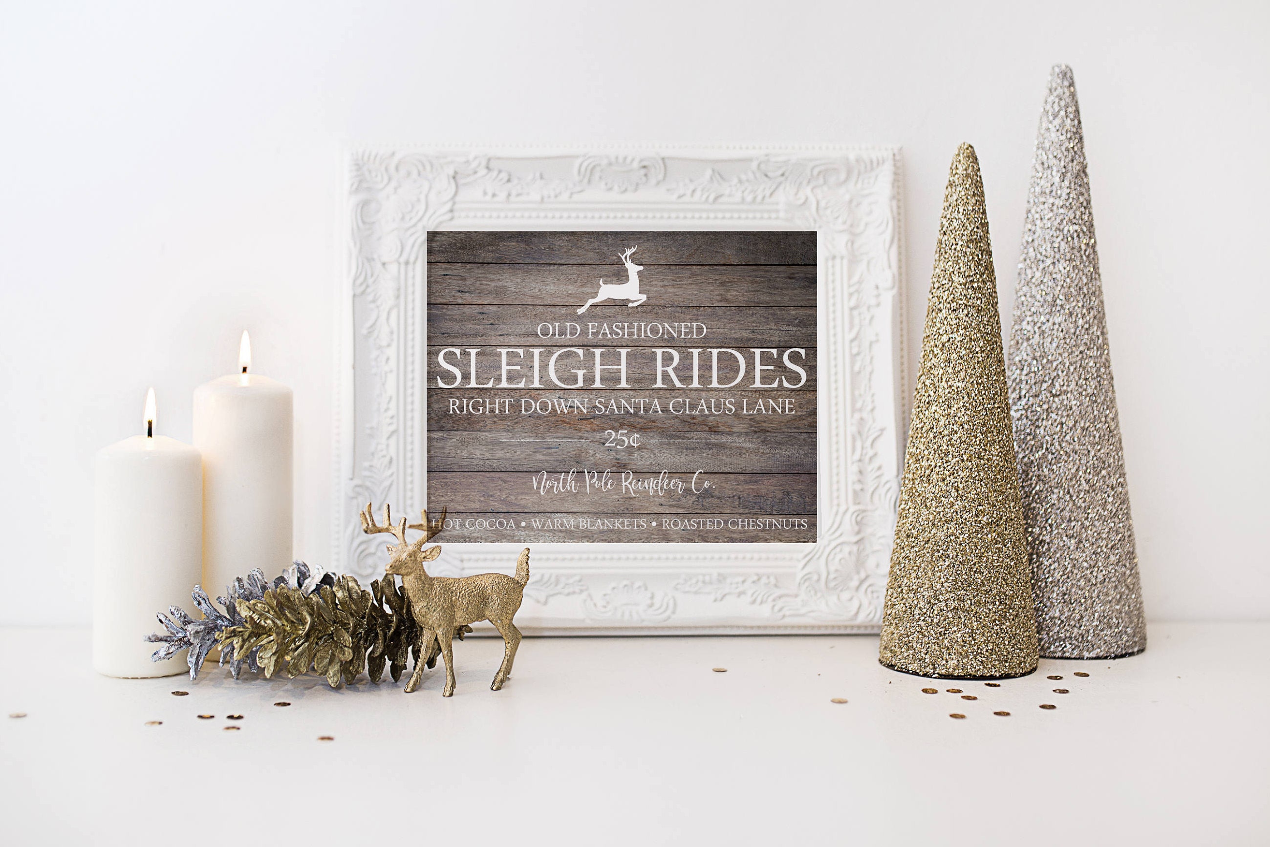Sleigh Rides Printable-reindeer Sleigh Rides Sign-old | Etsy