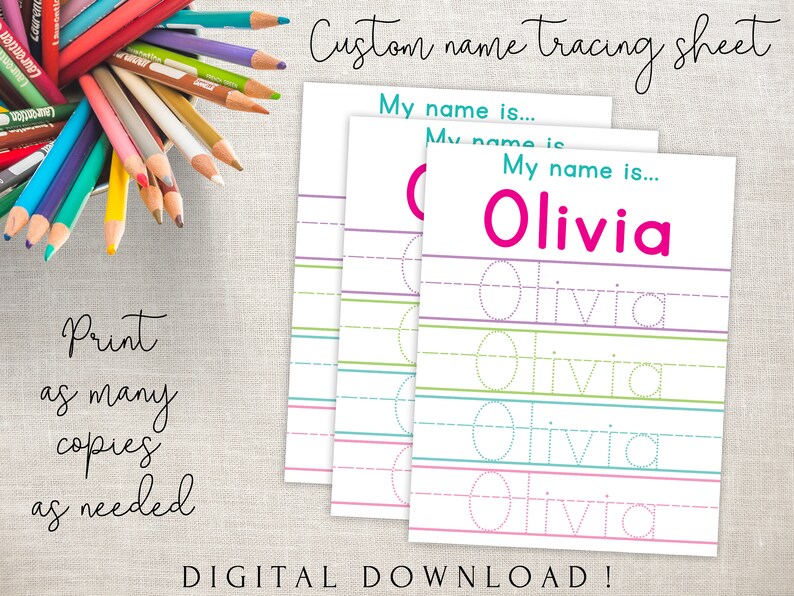 Custom Name Tracing Sheet-handwriting Practice Sheet-custom - Etsy