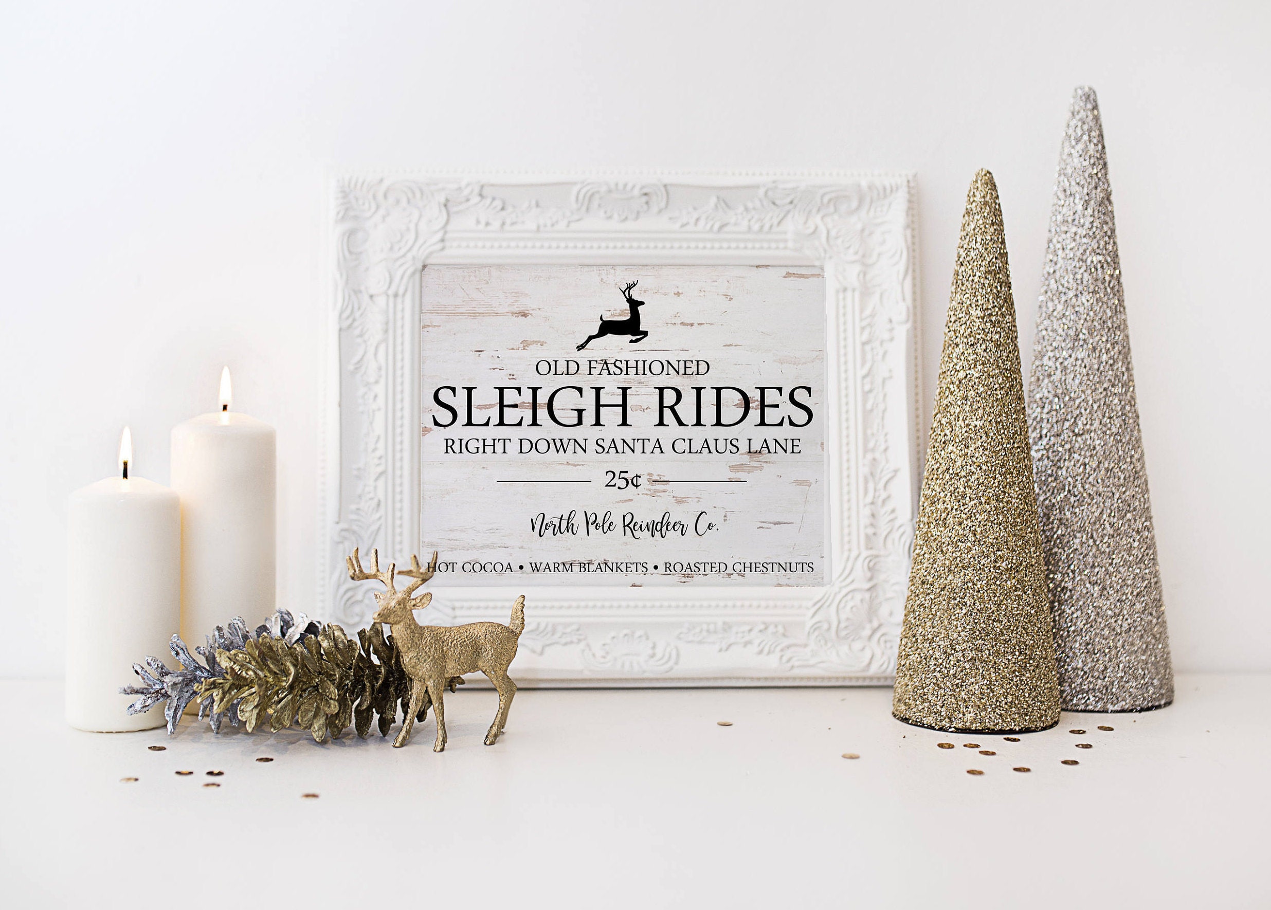 Sleigh Rides Printable-reindeer Sleigh Rides Sign-old | Etsy
