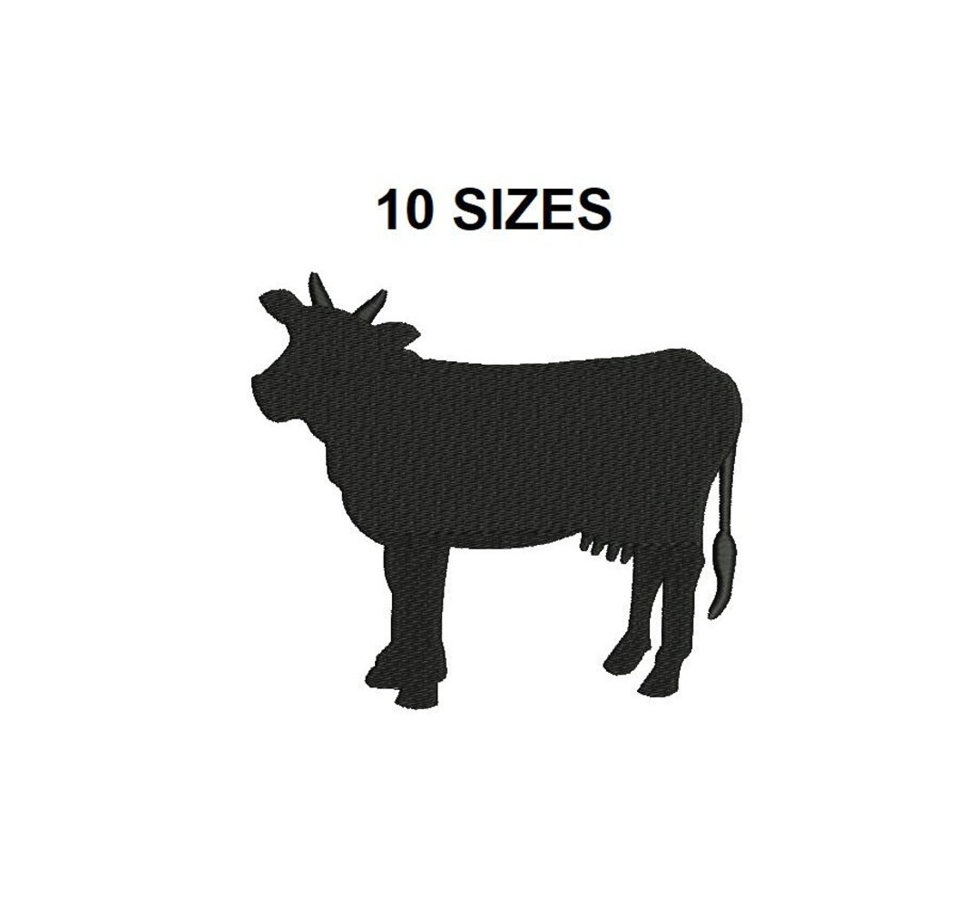 Cow Embroidery Design. Cow Filled Stitch. Cow Silhouette. Mini Cow ...