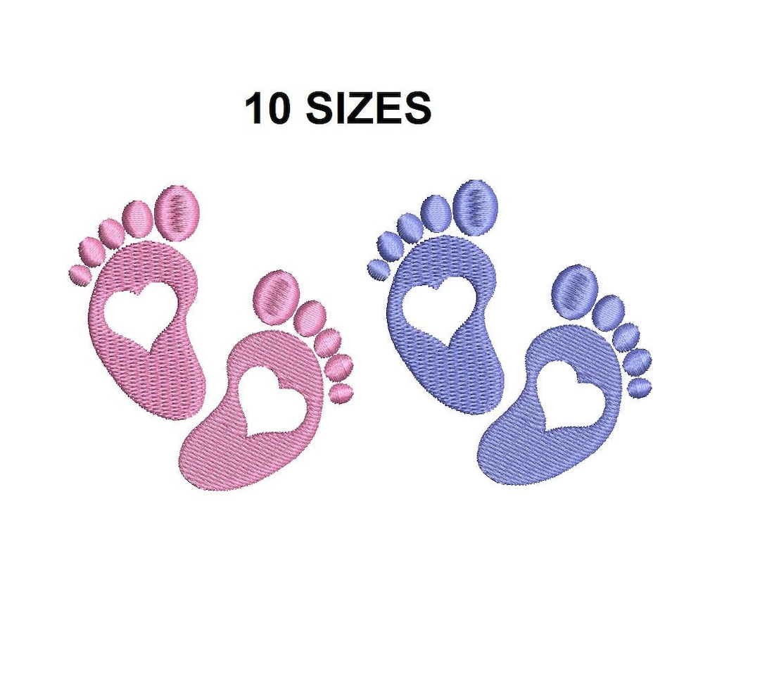 Baby Feet Embroidery Design. Mini Baby Feet Embroidery Design. Newborn ...