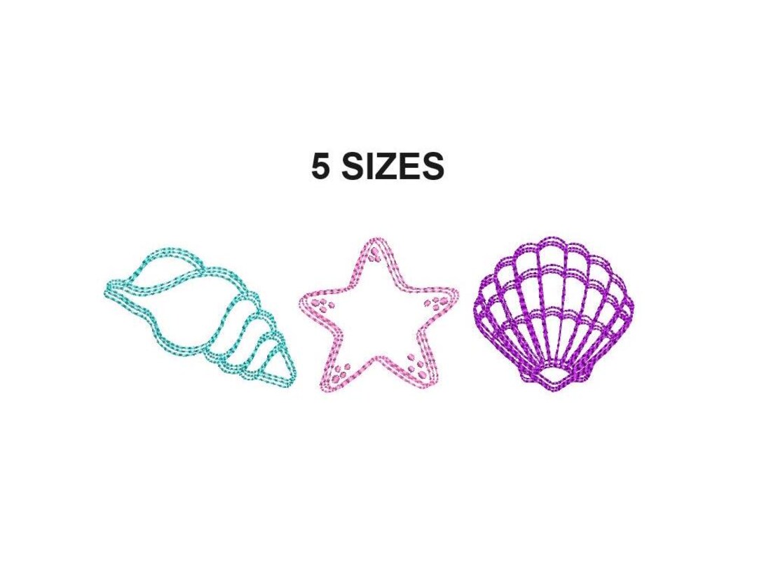 Shells Scribble Stitch Embroidery Design. Shells Trio Scribble ...