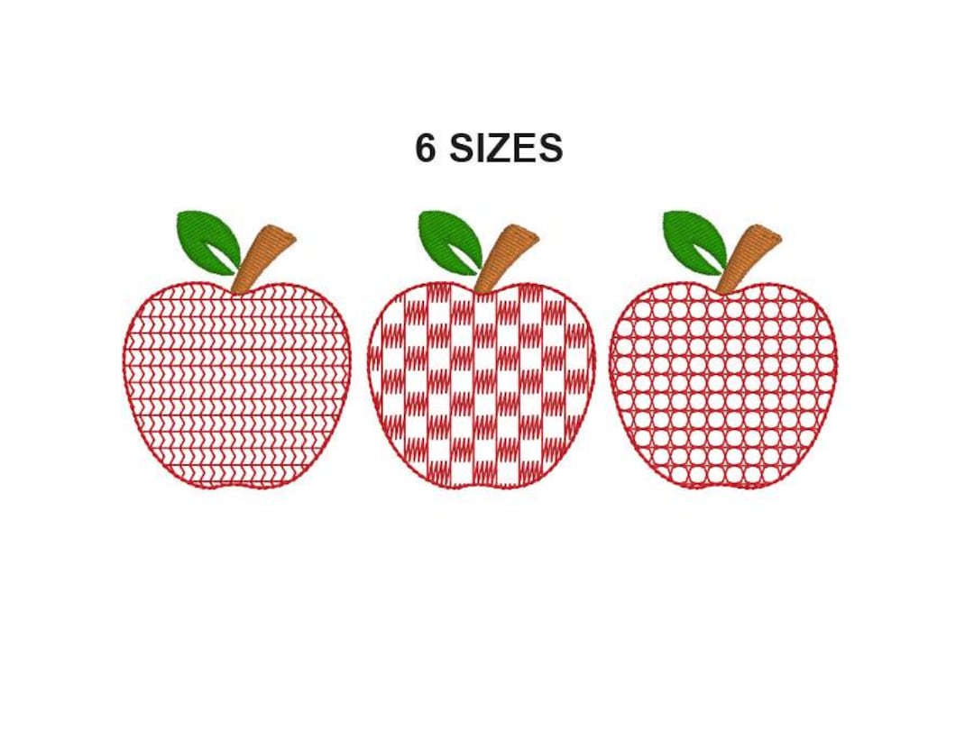 Apple Trio Motif Filled Stitch Embroidery Design. . Mini Apple Design ...