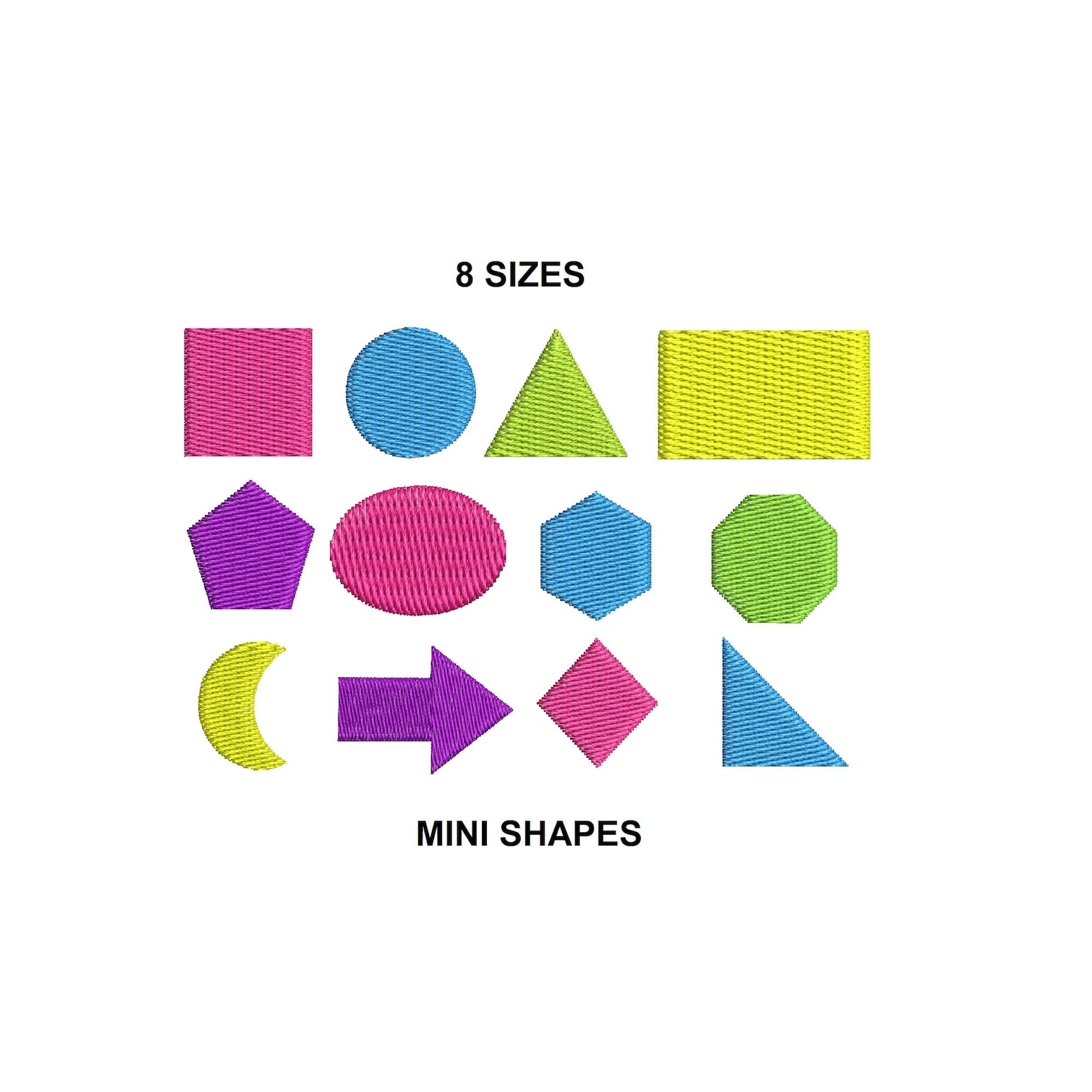 Basic Shapes Set Embroidery Design. Circledesign. Oval Design ...