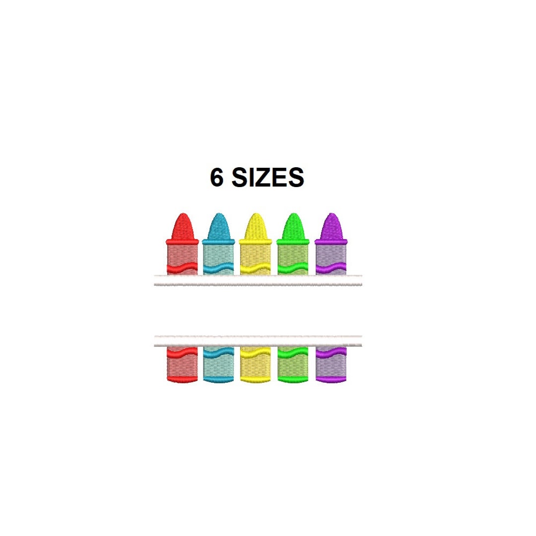Crayon Split Embroidery Design. Crayon Filled Stitch. School Elements ...