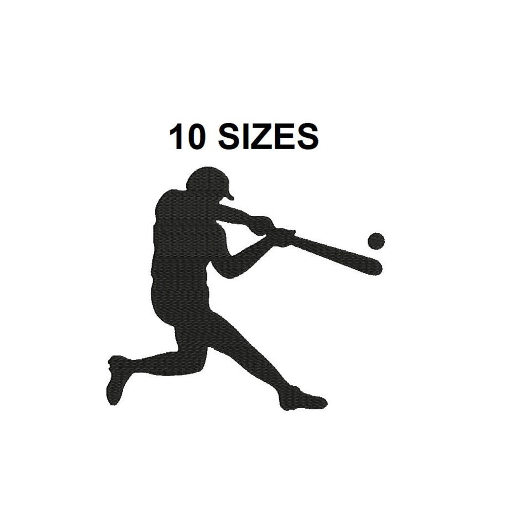 Baseball Player Embroidery Design. Baseball Player Silhouette. Mini ...
