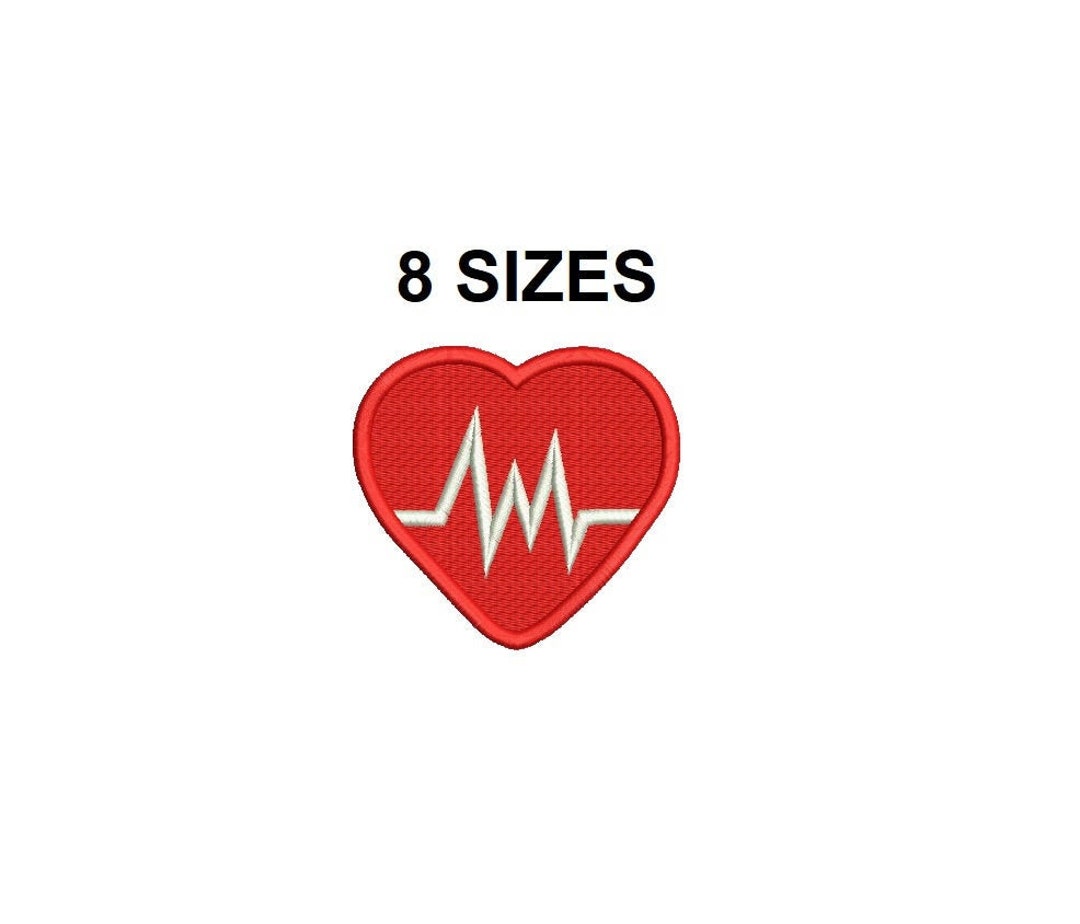 Heartbeat Embroidery Design. Heartbeat Design. EKG Embroidery Design ...