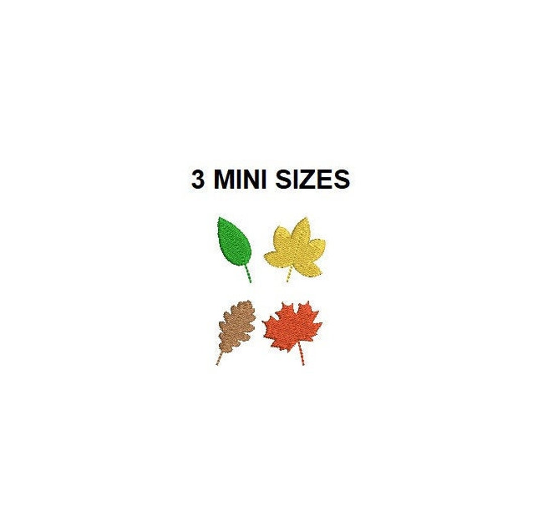 Mini Leaf Embroidery Design. Set Leaves Embroidery Design. Autumn ...