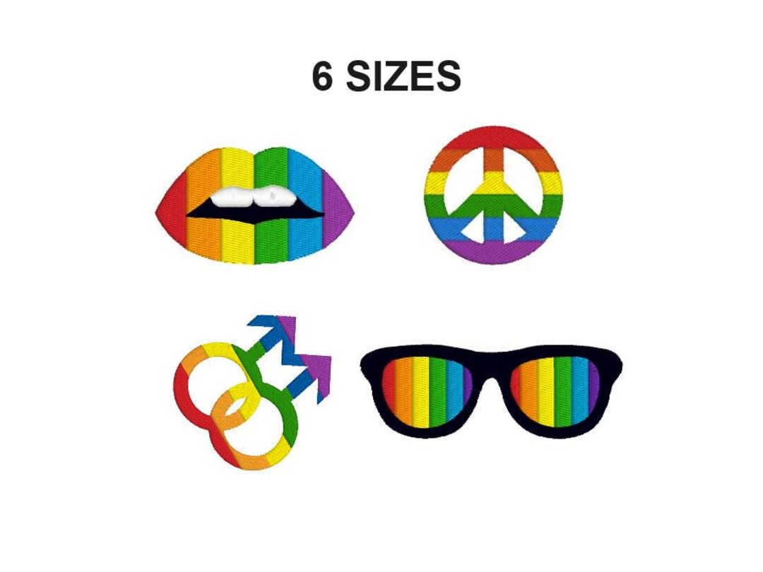 Set Pride Gay Embroidery Design. Colorful Embroidery Design. Pride ...