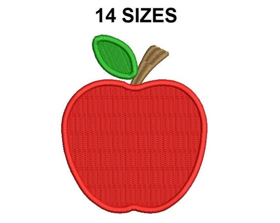 Apple embroidery design. Apple filled stitch. Mini Apple | Etsy