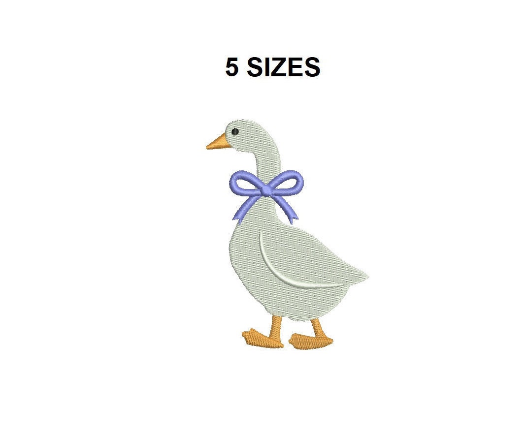 Goose Embroidery Design. Goose With Bow Embroidery Design. Goose ...