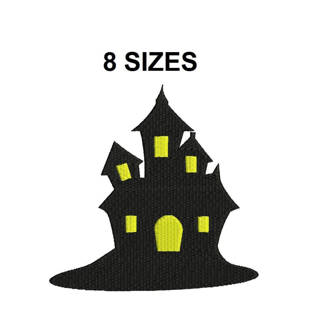 Halloween Haunted House Embroidery Design. Haunted House Filled Stitch ...