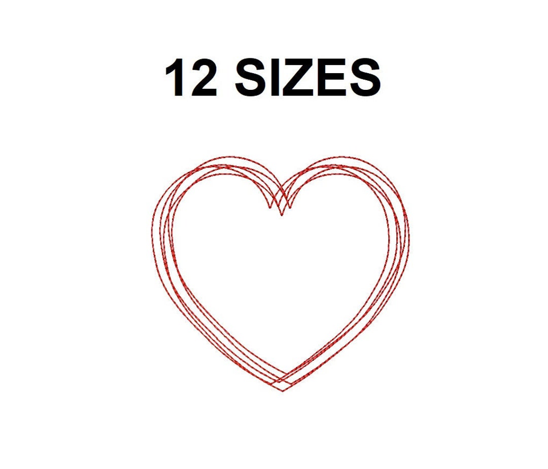Heart Embroidery Design. Mini Heart. Heart Outline Embroidery Design ...