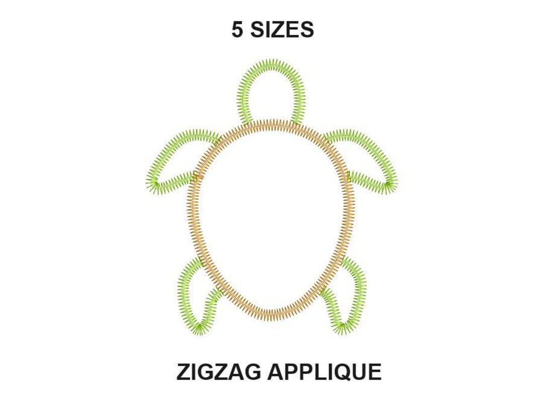 Turtle Zigzag Applique Design. Turtle Embroidery Design. Zigzag ...