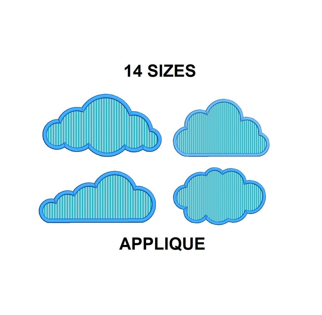 Cloud Applique Embroidery Design. Cloud Embroidery Design. Cloud ...