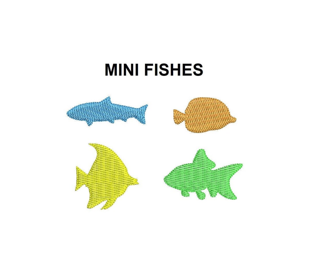 Mini Fishes Embroidery Set. Fish Embroidery Design. Fish Silhouette ...