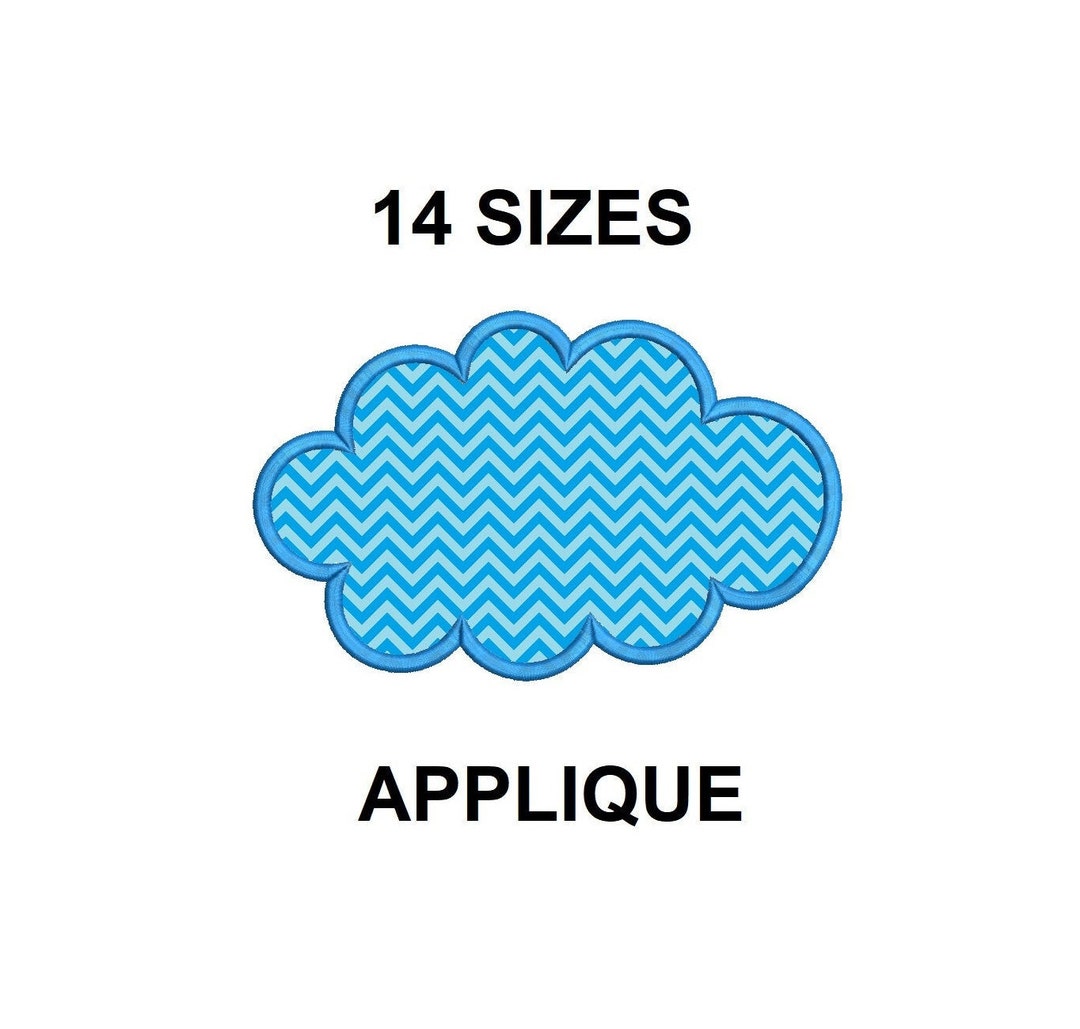 Cloud Applique Design. Cloud Outline Applique Design. Cloud Embroidery ...