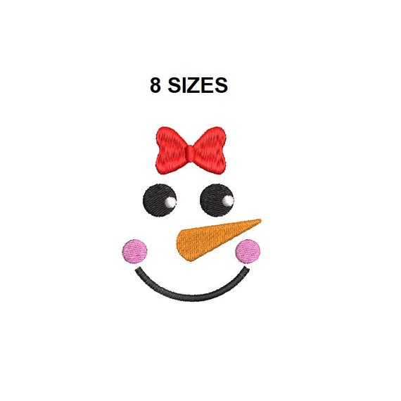 Girl Snowman Face Embroidery Design. Mini Snowman Design. | Etsy