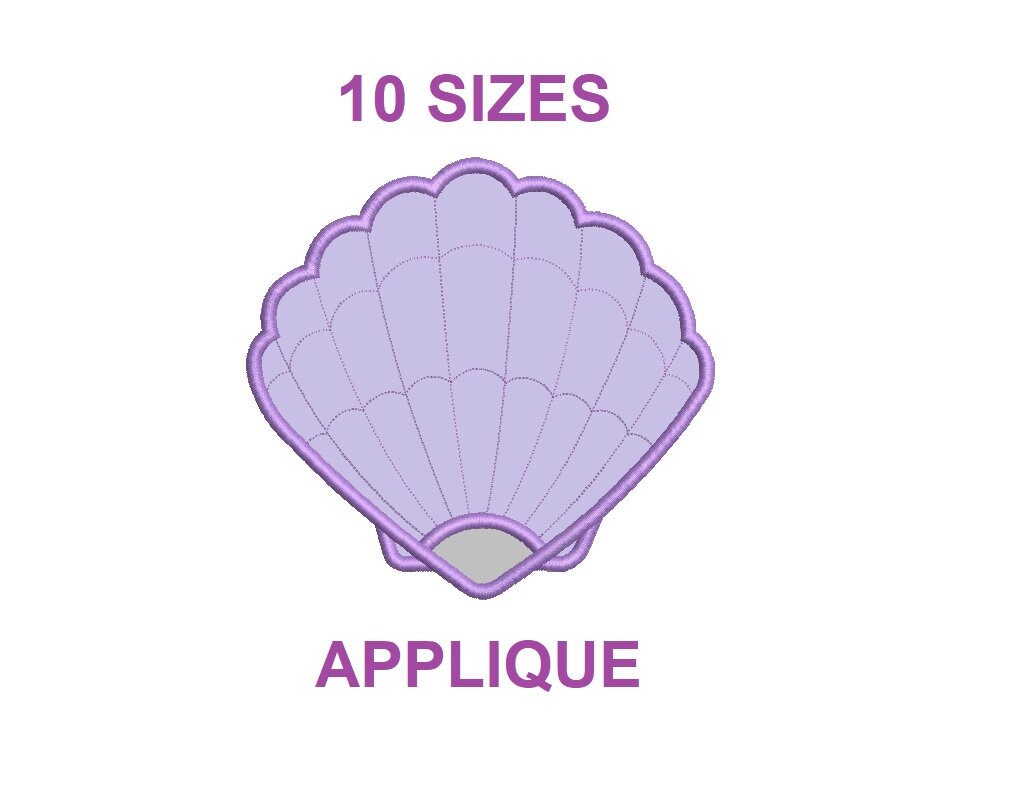 Sea Shell Applique Design. Sea Shell Outline Applique. Mini - Etsy