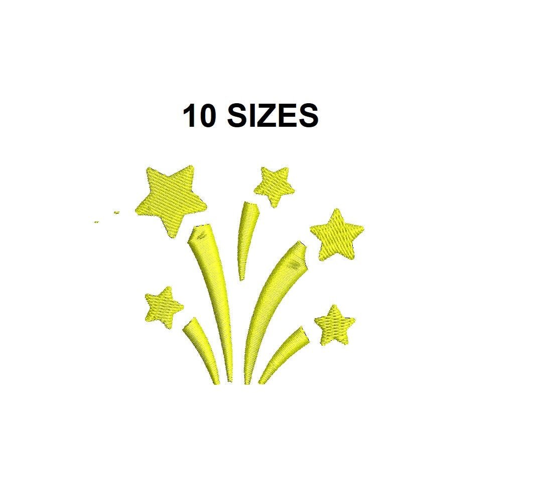 Fireworks Embroidery Design. Fireworks Filled Stitch. | Etsy