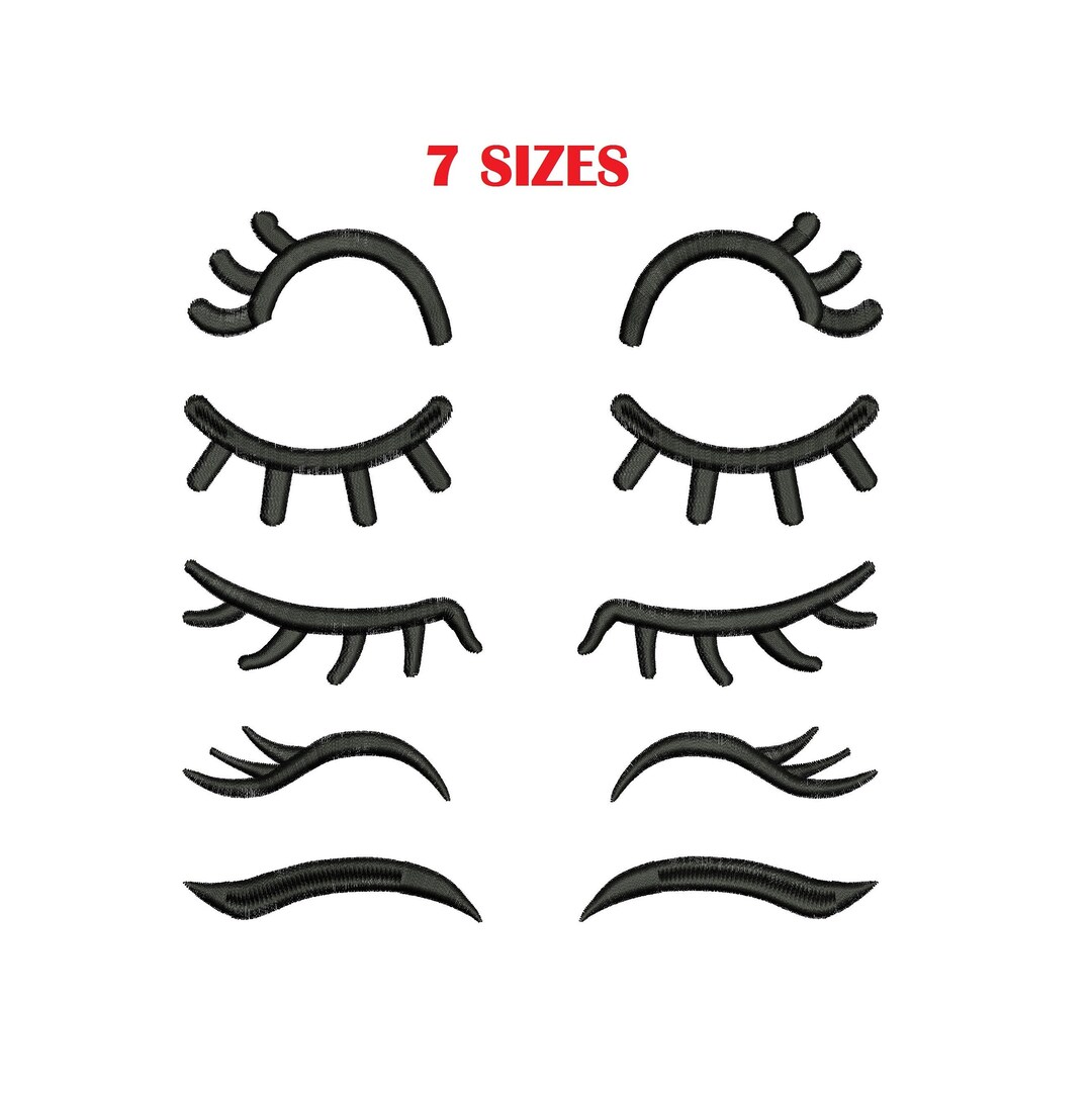 Eyelashes Embroidery Design. Lashes Embroidery. Eyelashes Filled Stitch ...