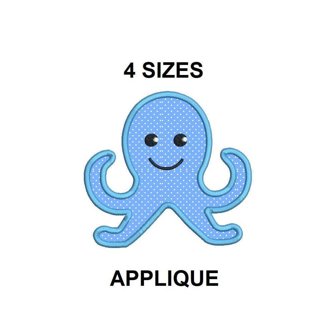Octopus Applique Embroidery Design. Octopus Outline Applique. Octopus ...