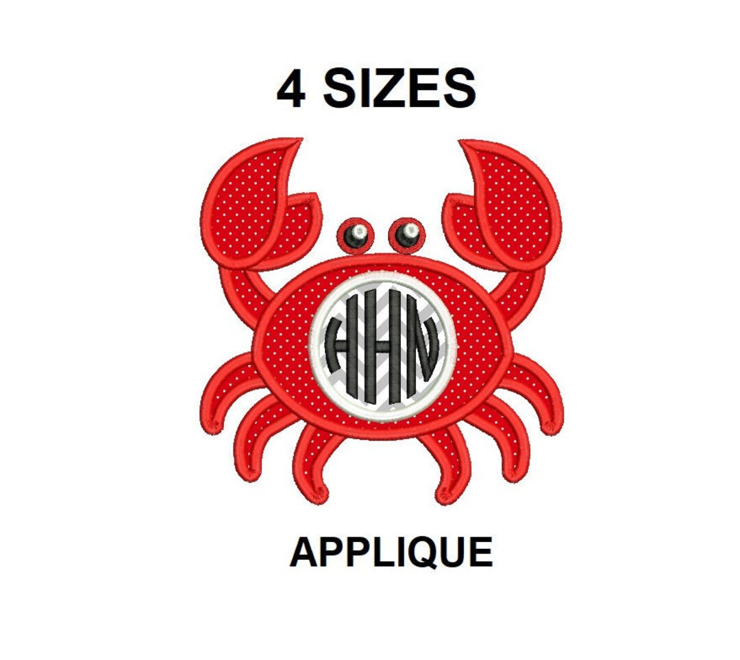 Crab Applique Monogram Embroidery Design. Crab Applique Embroidery ...