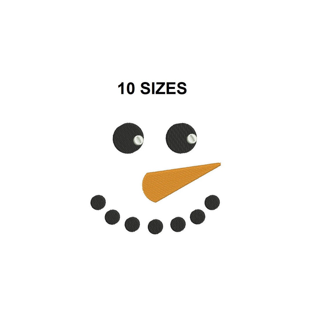 Snowman Face Embroidery Design. Mini Snowman Design. Christmas Snowman ...