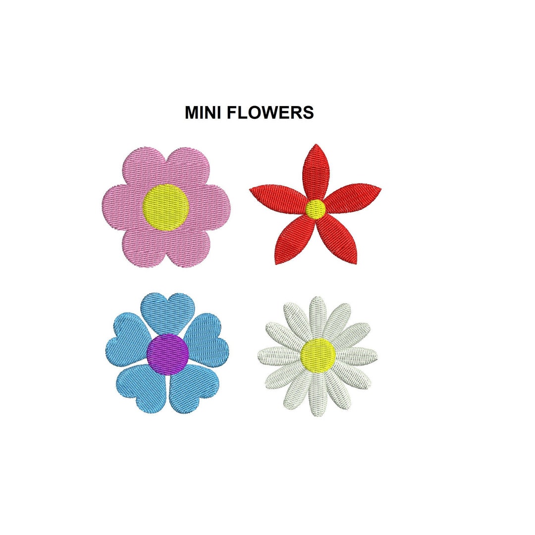 Flower Mini Embroidery Design. Flower Embroidery Design. Set Flowers ...