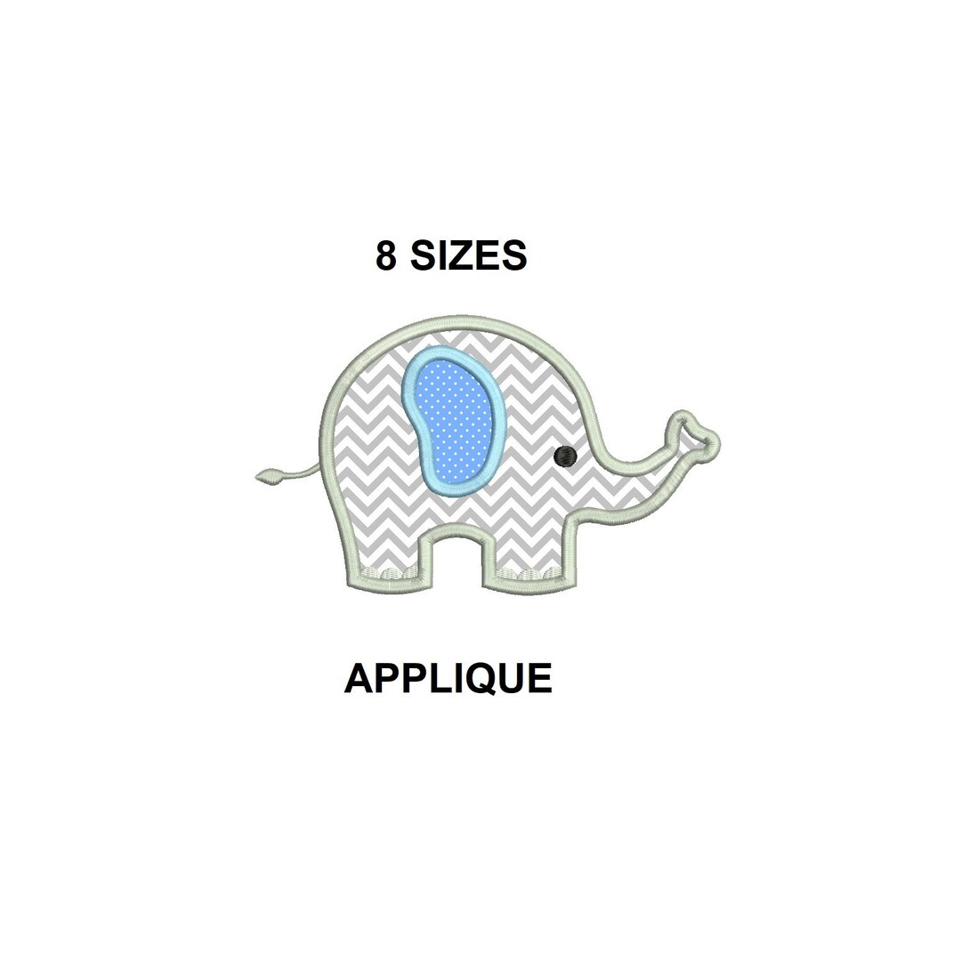 Elephant Applique Design. Elephant Outline Applique. Elephant ...