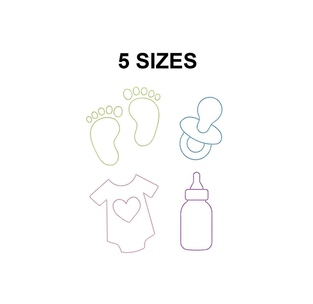 Baby Embroidery Design. Baby Outline Embroidery. Baby Set Embroidery ...