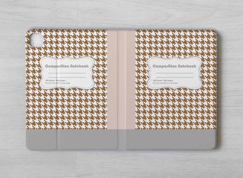 Custom Name iPad Case: Houndstooth Flip Cover With Pencil Holder - Etsy
