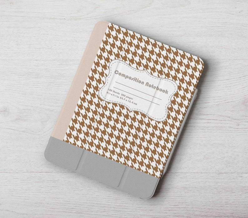Custom Name iPad Case: Houndstooth Flip Cover With Pencil Holder - Etsy