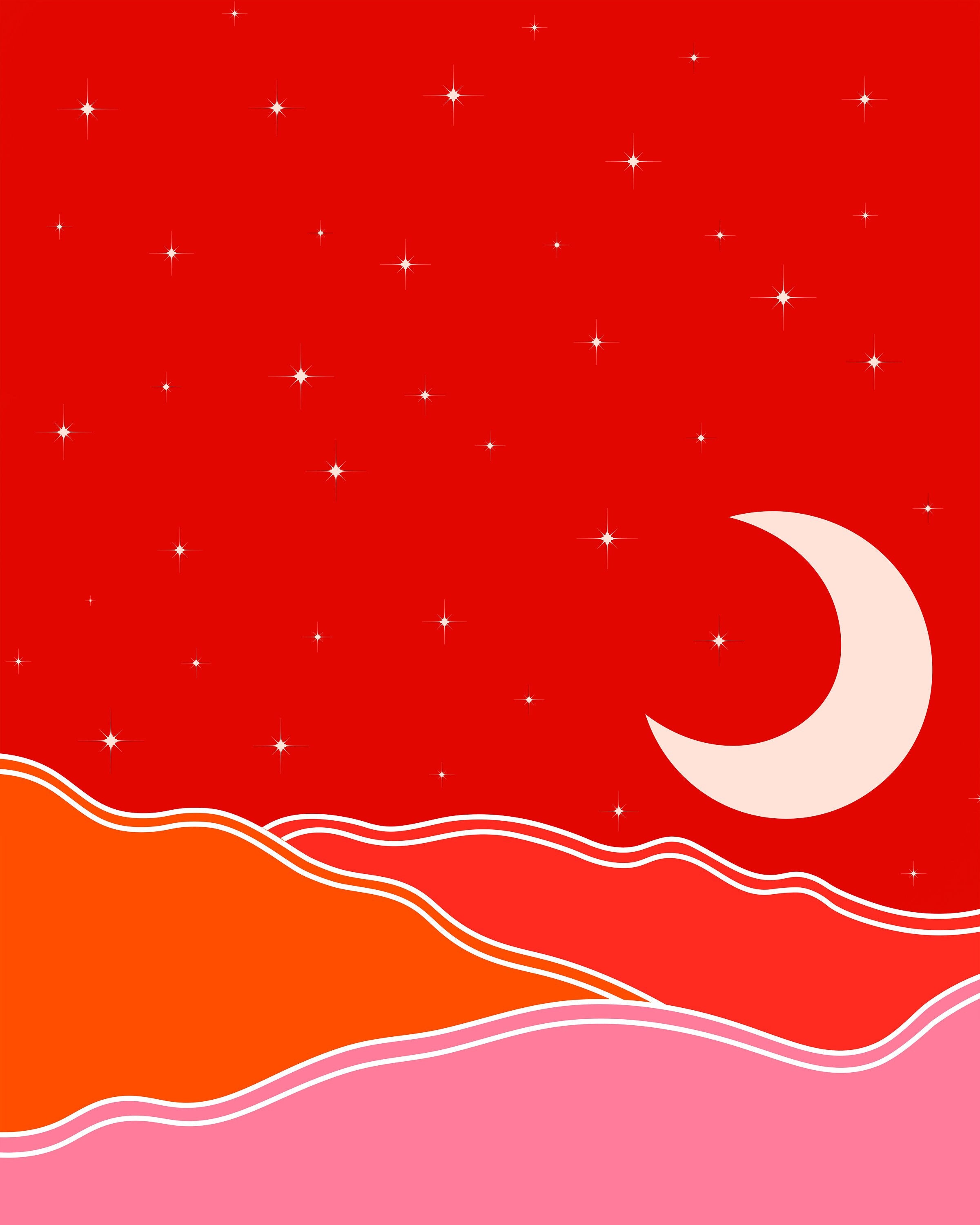 Red Desert Artwork Illustration Digital Prints for Home Decor and ...