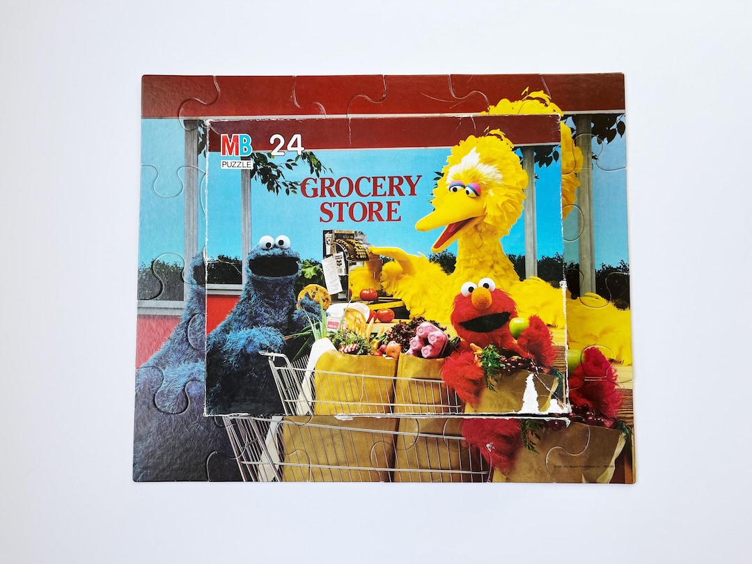 Vintage Sesame Street Grocery Store Puzzle, Big Bird, Cookie Monster ...