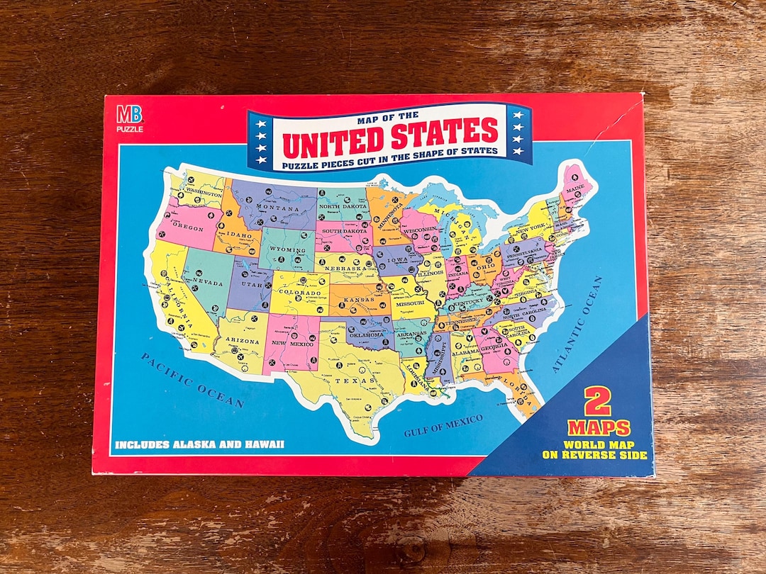 NOS United States Map Puzzle, World Map Puzzle, 2 Maps, Reverse Side ...