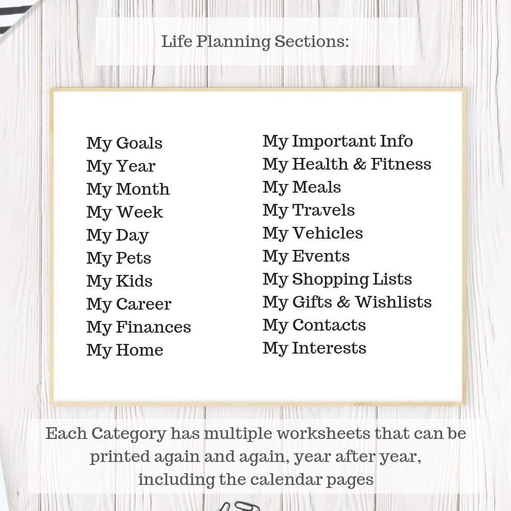 Every Little Detail LIFE PLANNER - Life Organizer - LIFETIME Planner ...