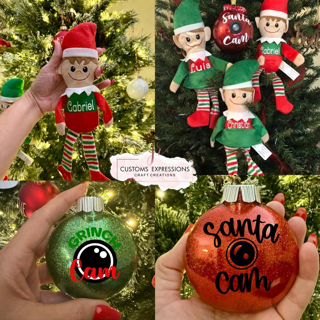 Personalized Elf & Elf Camera Ornament Santa Cam Option Available - Etsy