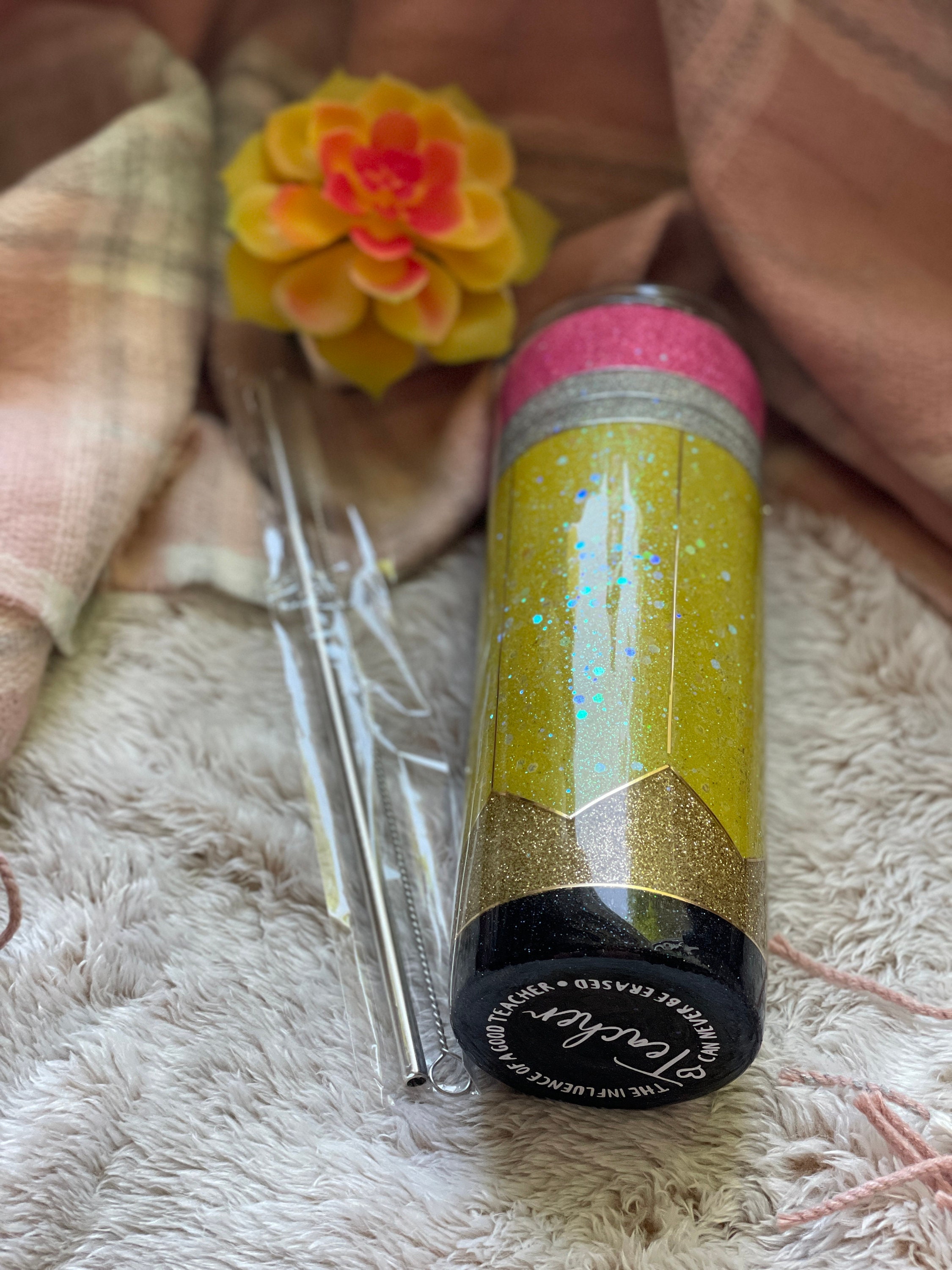 Teacher Gift Glittered Epoxy Pencil Tumbler Pencil Glittered Pen Autism ...