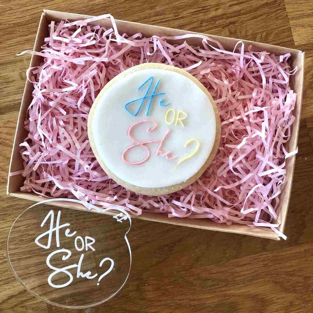 He or She? Cookie Embosser, Baby Shower Cookie Stamp, Baby Shower ...