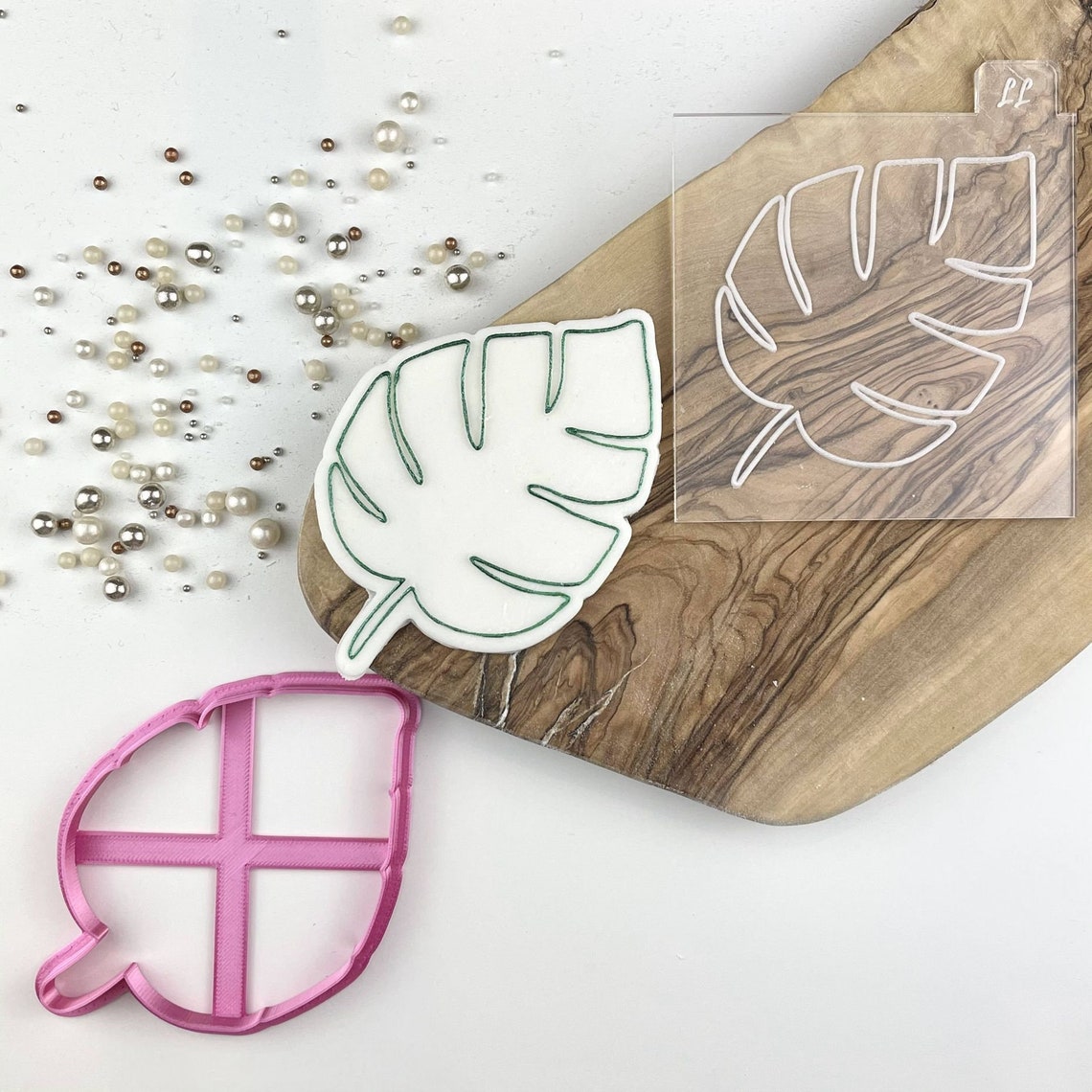 Jungle Leaf Cookie Cutter and Embosser, Jungle Cookie Cutter, Fondant ...