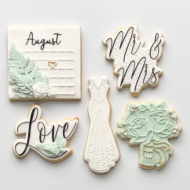 Save the Date Calendar Cookie Embosser, Wedding Cookie Embosser, Floral ...