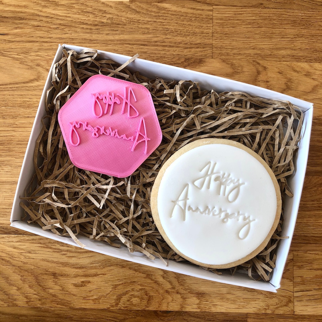 Happy Anniversary Cookie Stamp, Heart Cookie Stamp, Fondant Embosser ...
